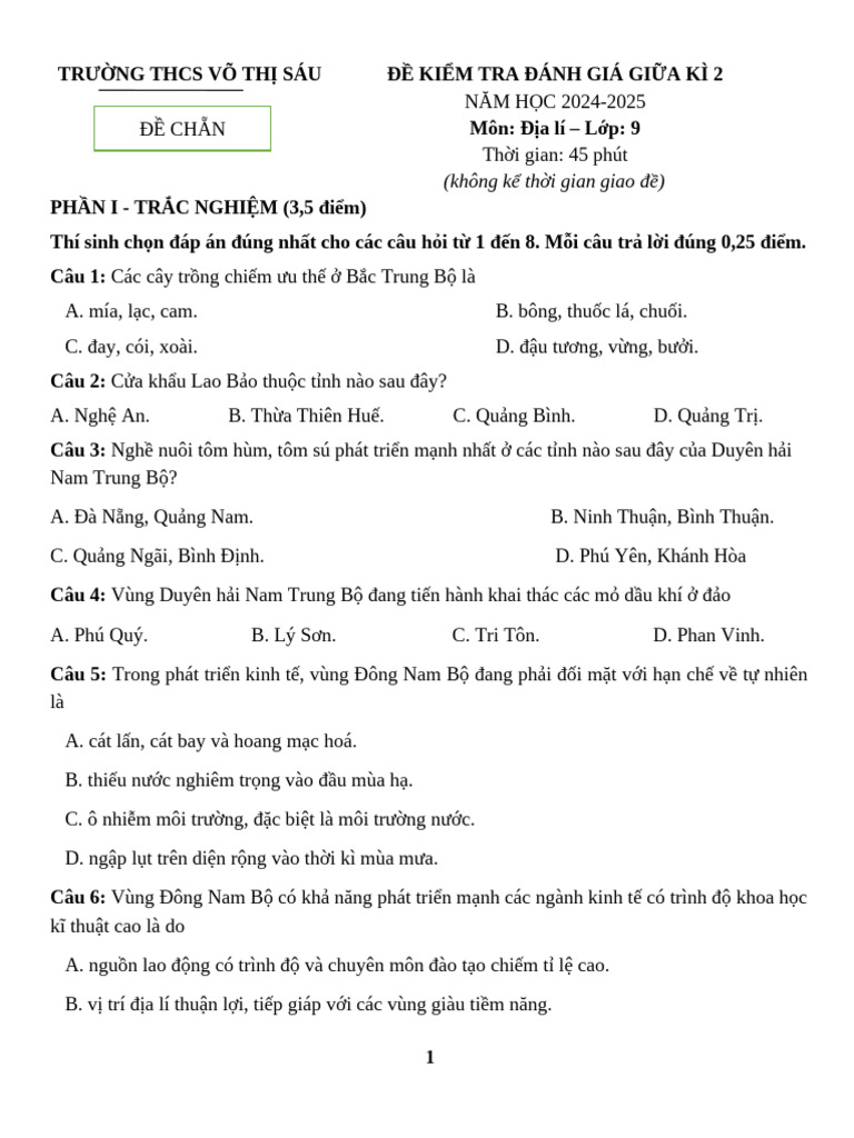 ĐỊA-9-GK2_24.25 | PDF