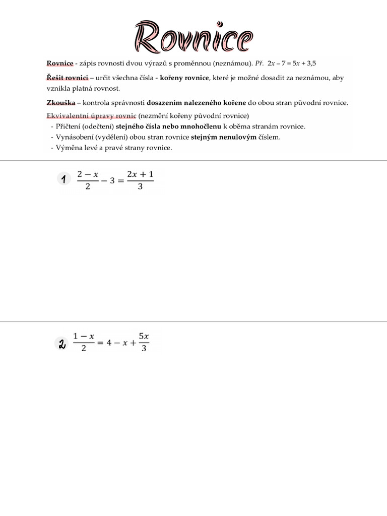 Rovnice | PDF