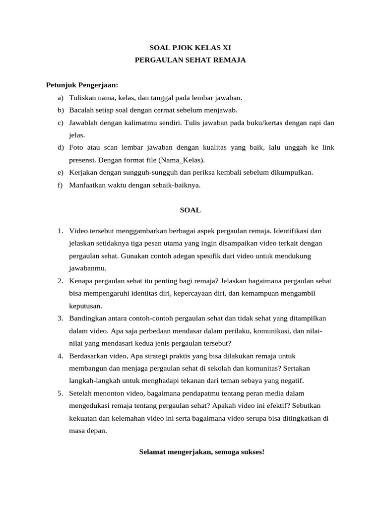 Soal Pjok Kelas Xi | PDF