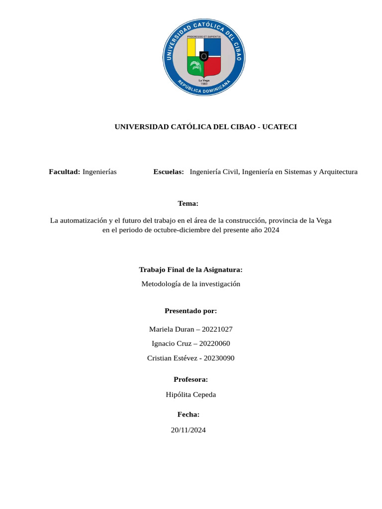 Portada de Trabajo Final | PDF