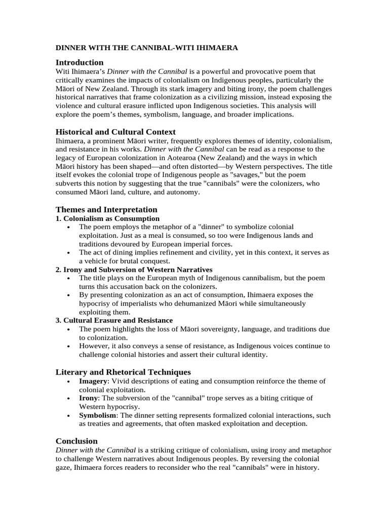 Dinner With The Cannibal | PDF | Māori People | Indigenous Peoples