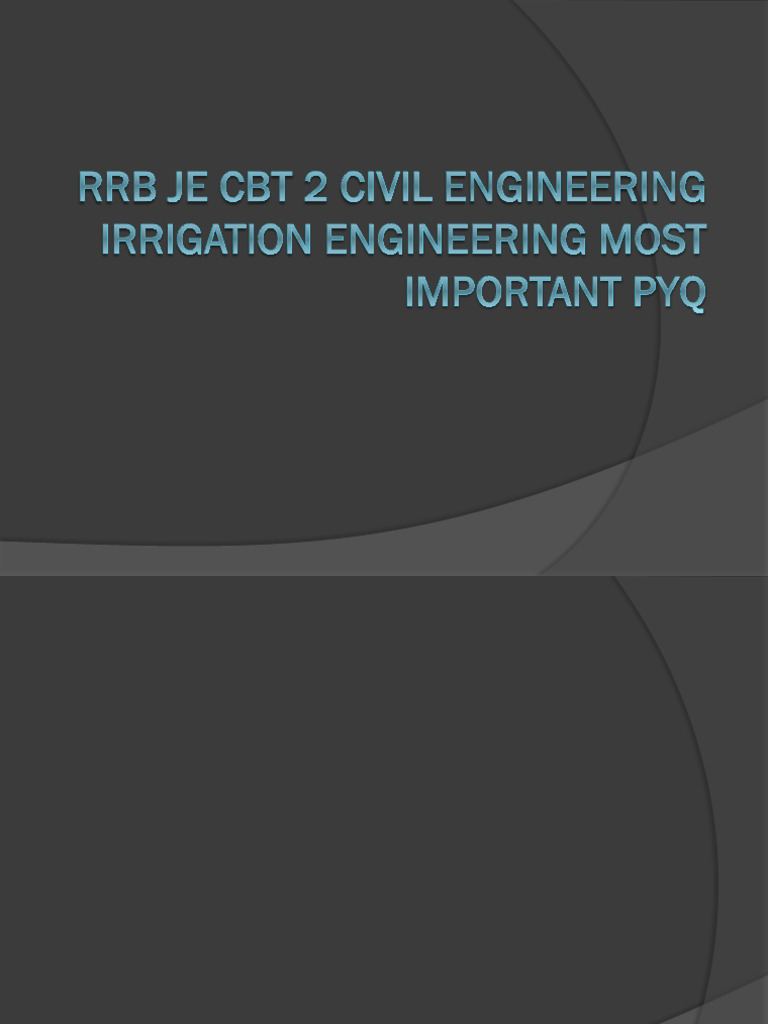 RRB JE | PDF | Dam | Irrigation