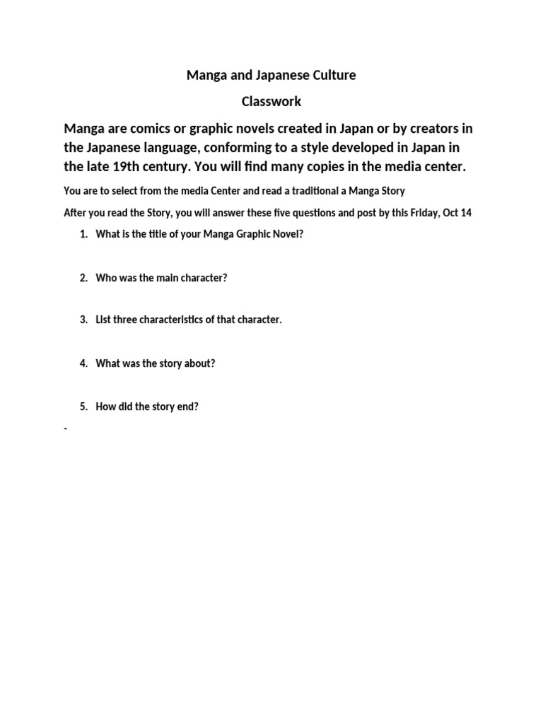 Manga Classwork 3-14) | PDF