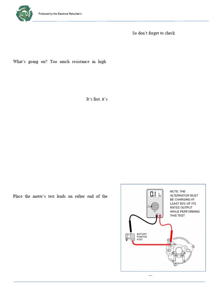 Voltage Drop Testing - Charging and Starting Systems | PDF | Relay ...