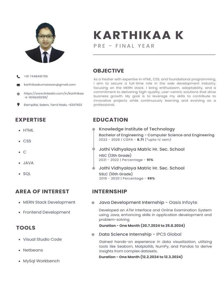 KarthikaaK Resume | PDF | Web Development | Software Engineering