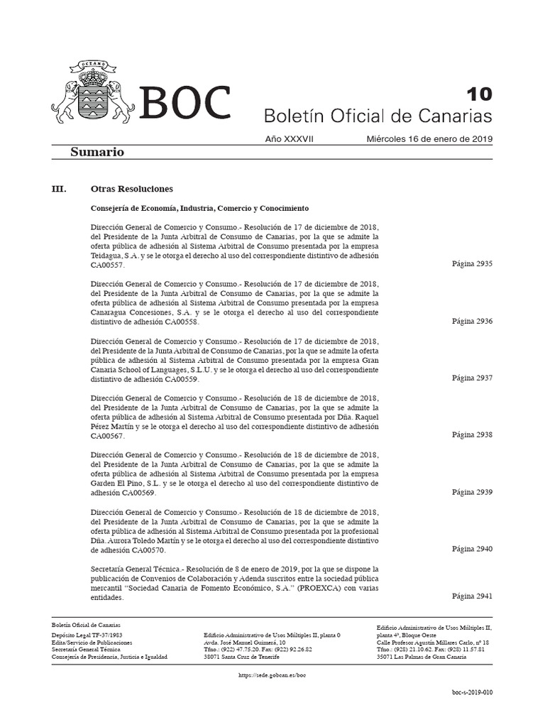 Boc S 2019 010 | PDF | Islas Canarias | Gobierno