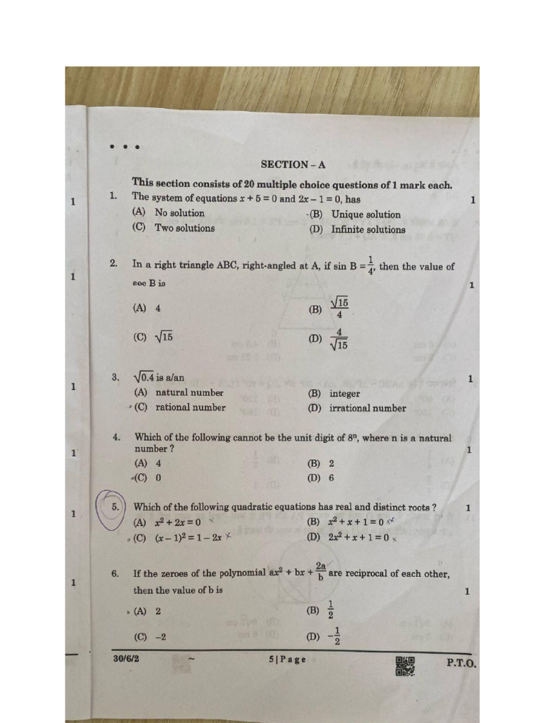 CBSE 10th Maths Question Paper | PDF