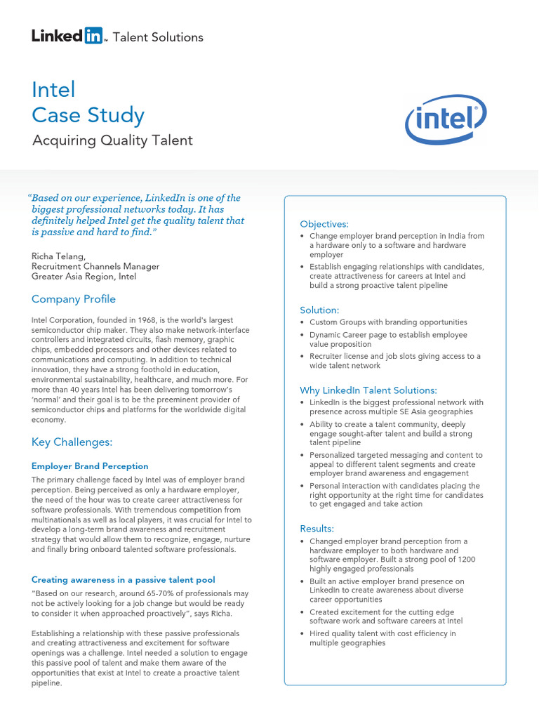 Linkedin Intel Case Study Us en 130702 | PDF | Recruitment | Linked In