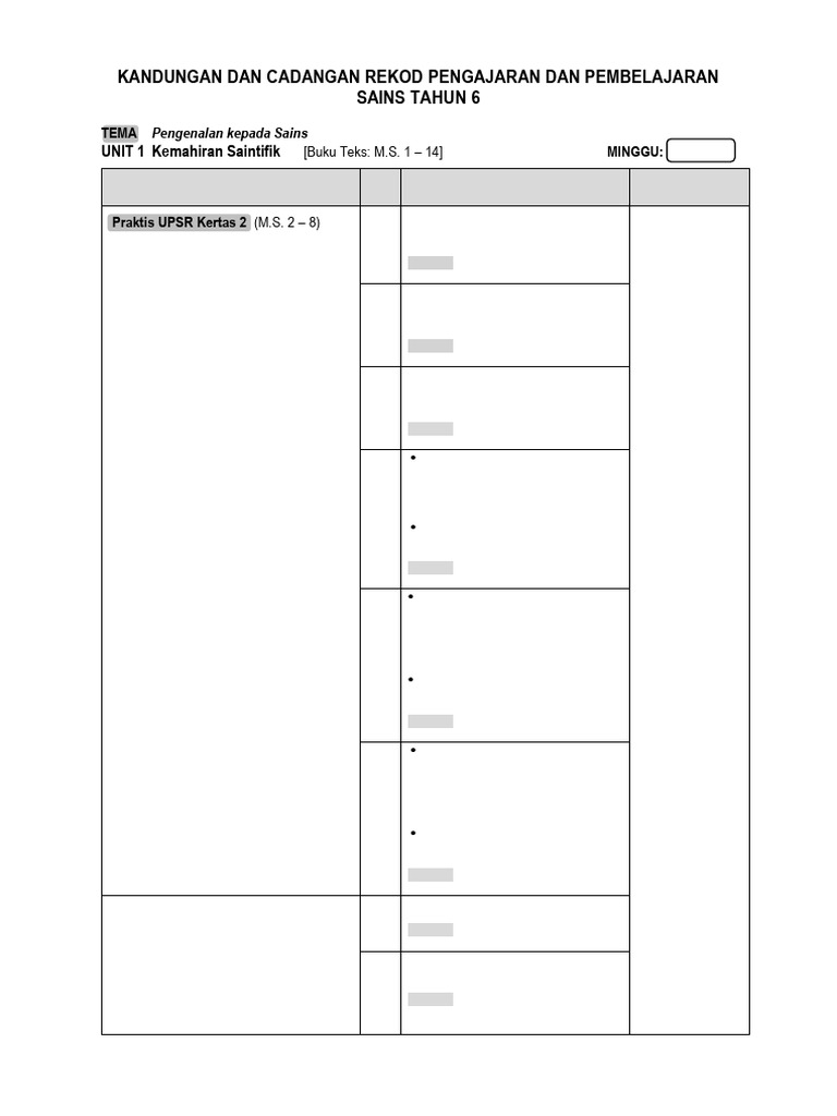 PDPC Sains Tahun 6 | PDF