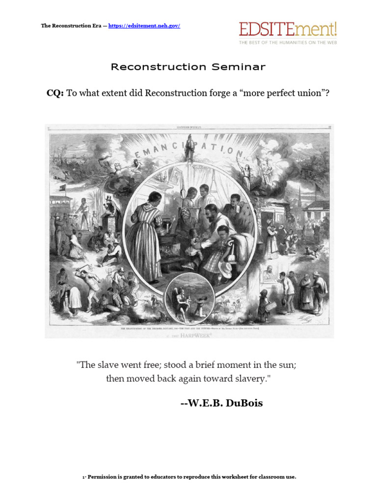 Reconstruction Seminar Activity - 0 | PDF | Reconstruction Era | United ...