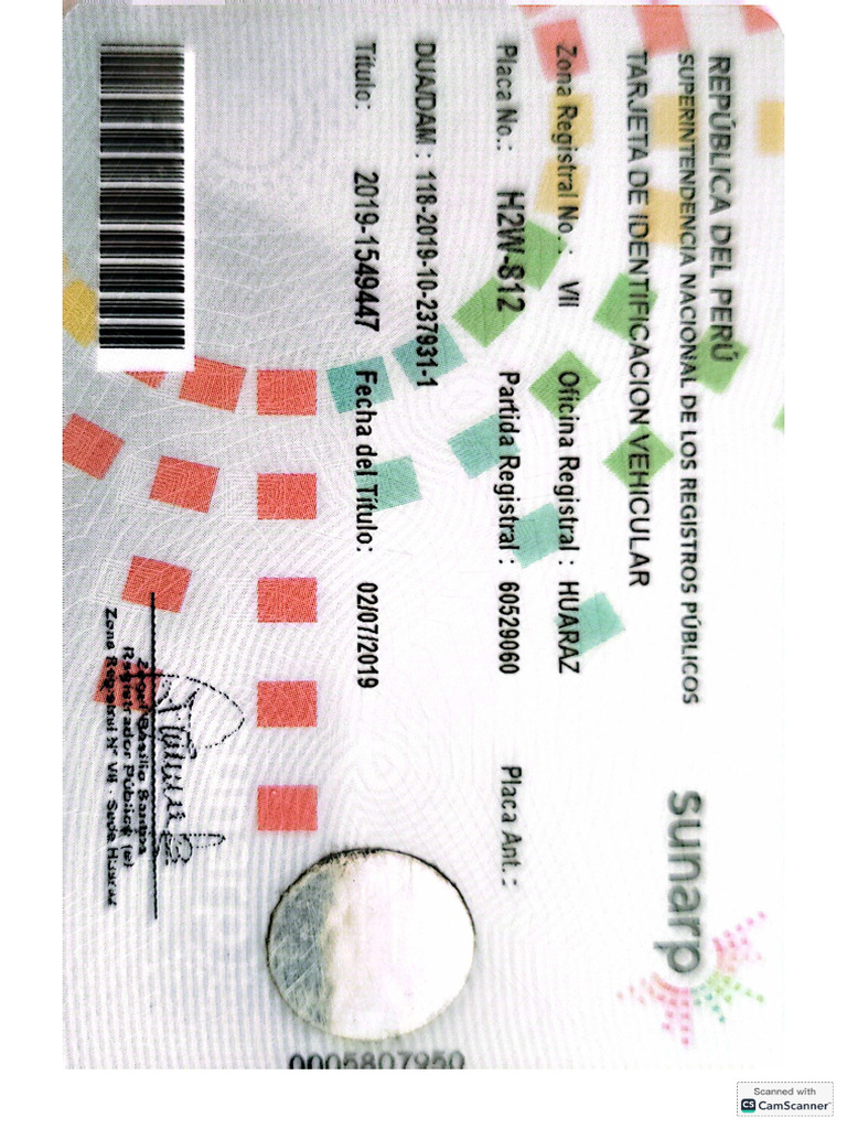 TARJETA PROPIEDAD H2W 812 | PDF