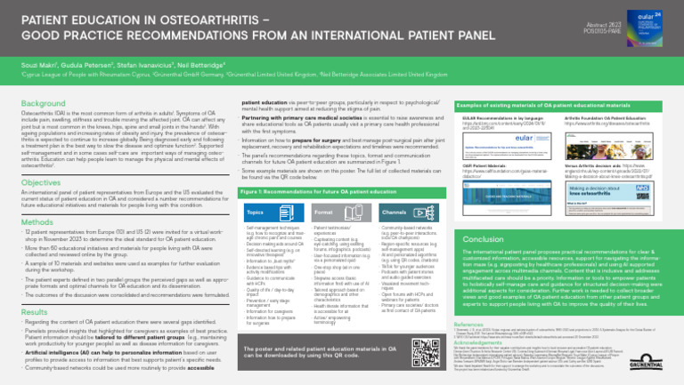 EULAR 2024 Poster OA Patient Education | PDF | Osteoarthritis | Medical Specialties