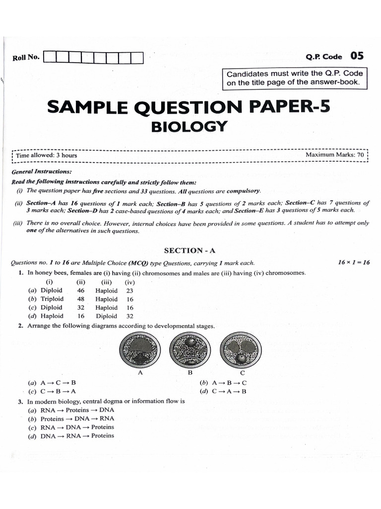 Class 12 Bio SP 5 | PDF