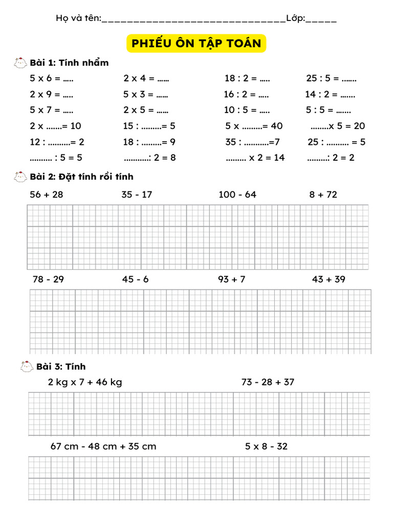Luyện kĩ năng tính toán GK 2 | PDF