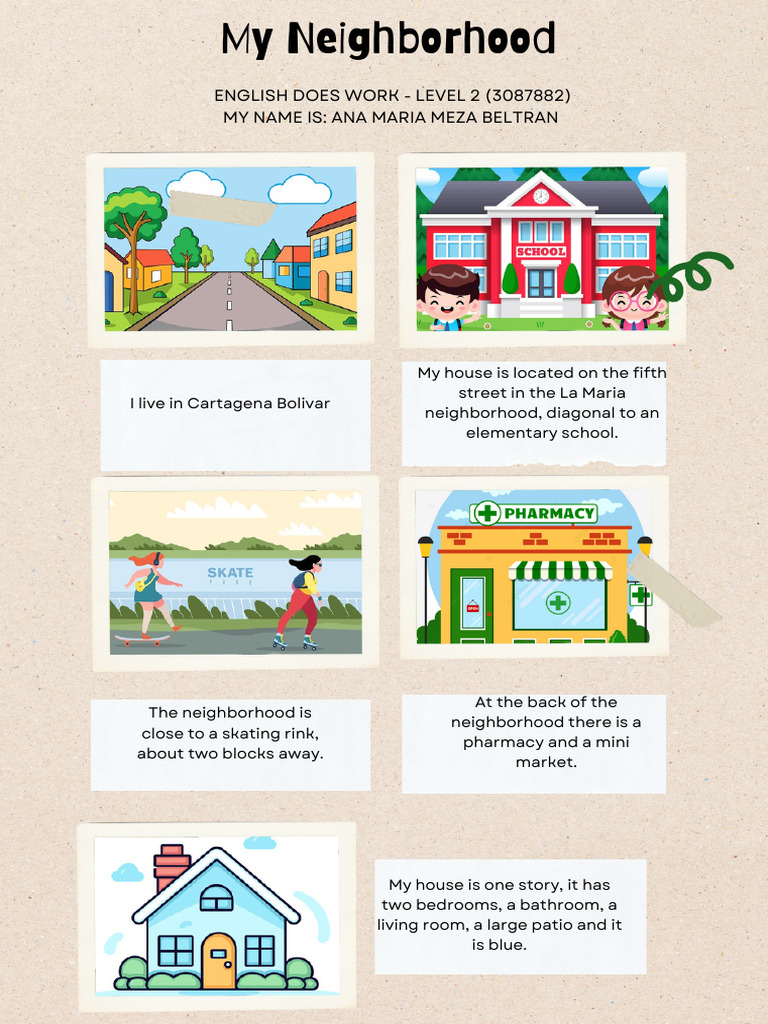 My Neighborhood in Images Worksheet in Beige Green Style - 20250304 ...