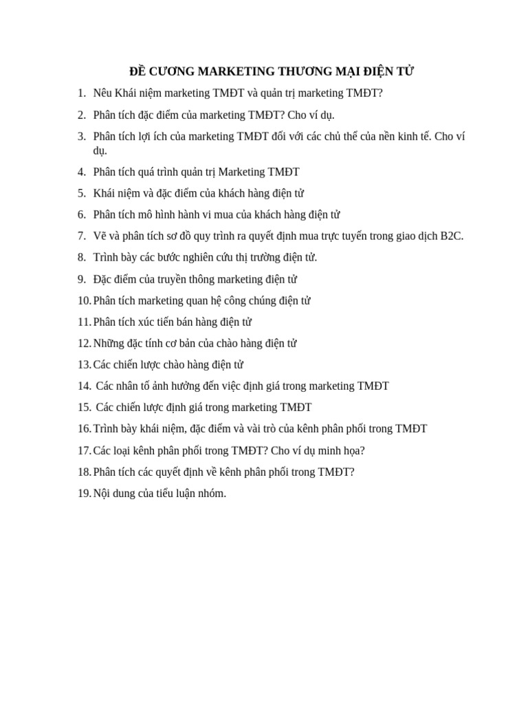 De Cuong Marketing TMDT_V1 - Copy | PDF