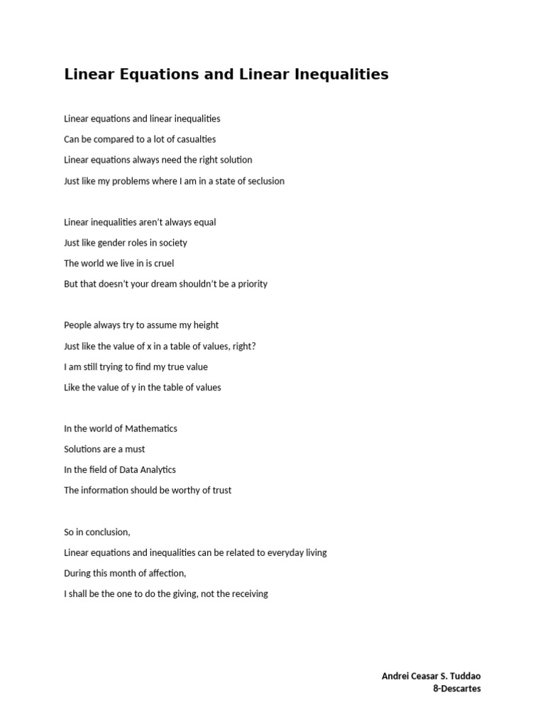 Linear Equations and Linear Inequalities | PDF