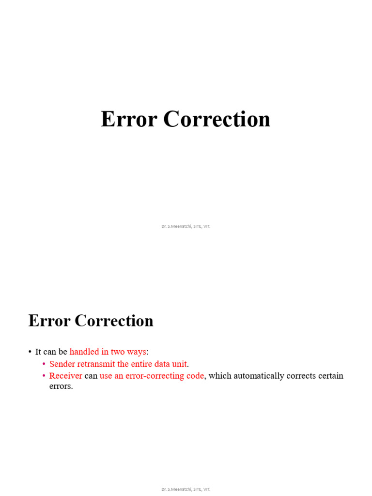 Error Correction: Dr. S.Meenatchi, SITE, VIT | PDF