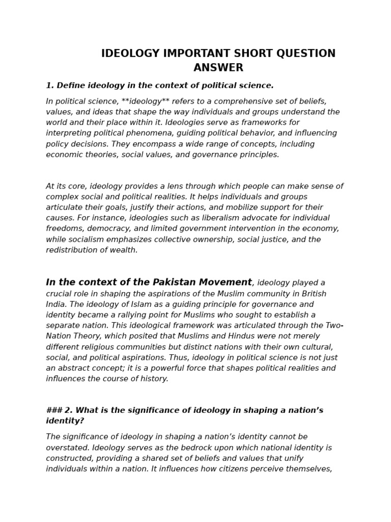Importance of Ideology in Nationhood | PDF | Pakistan Movement | Two ...