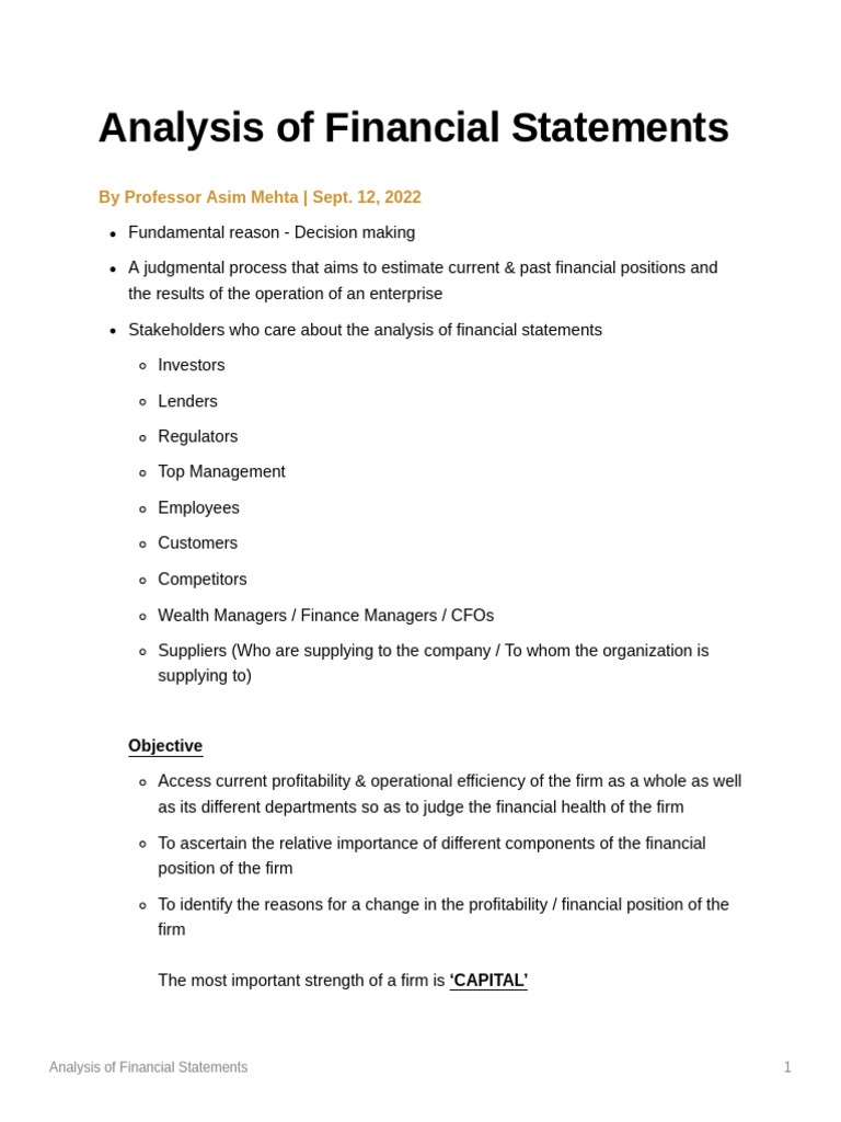 Financial Statement Analysis Guide | PDF | Dividend | Equity (Finance)