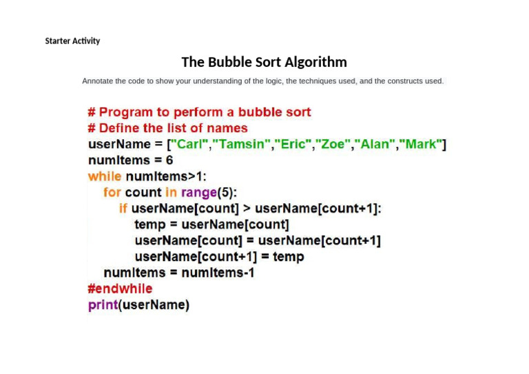 Understanding Bubble Sort Algorithm | PDF
