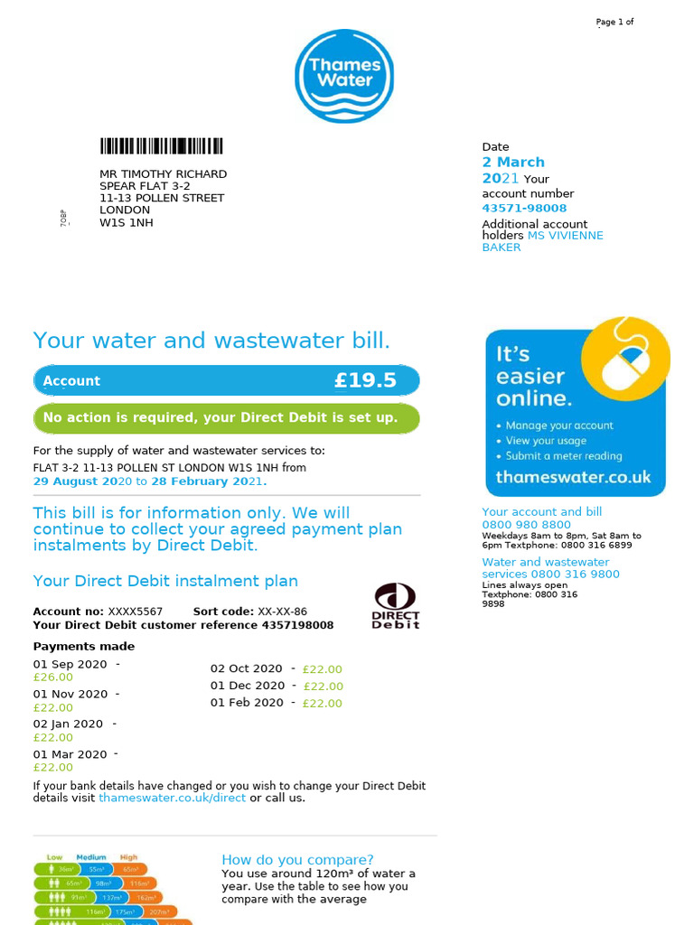 Thames Water Bill Overview and Support | PDF | Water Supply ...