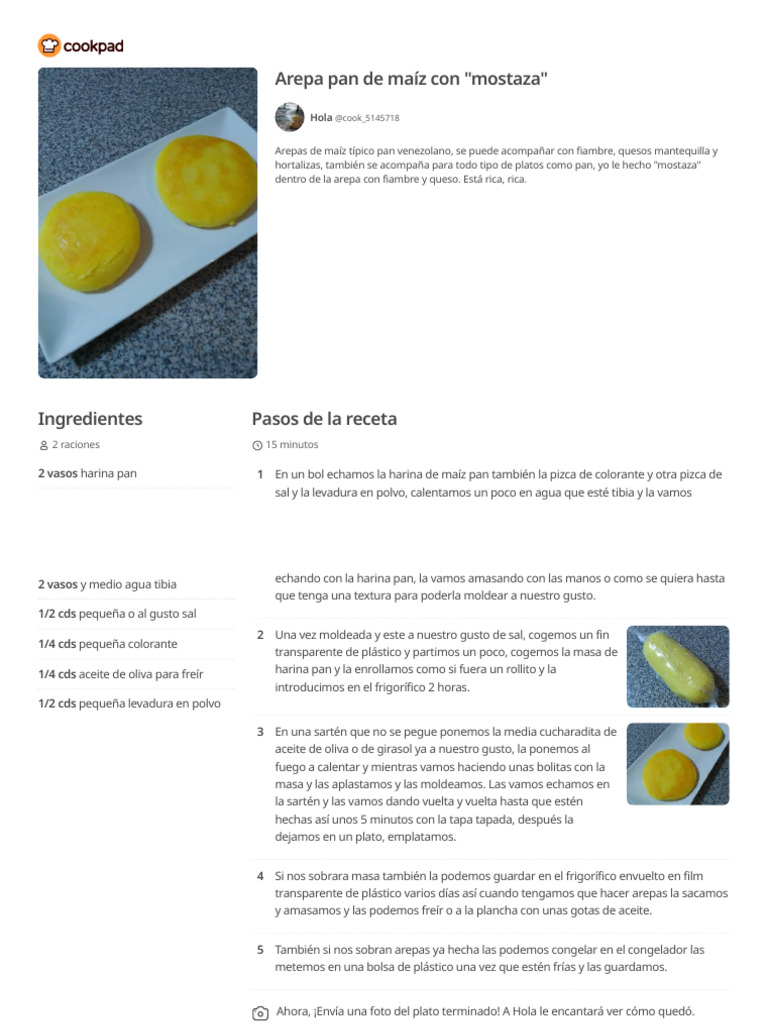 Arepa de Pan con Mostaza | PDF | Panes | Alimentos