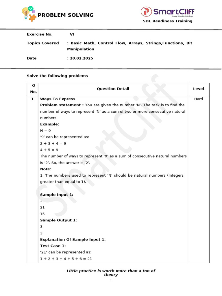 Hands-on_Problem Solving - Day 06 | PDF | Numbers | Theoretical Computer Science