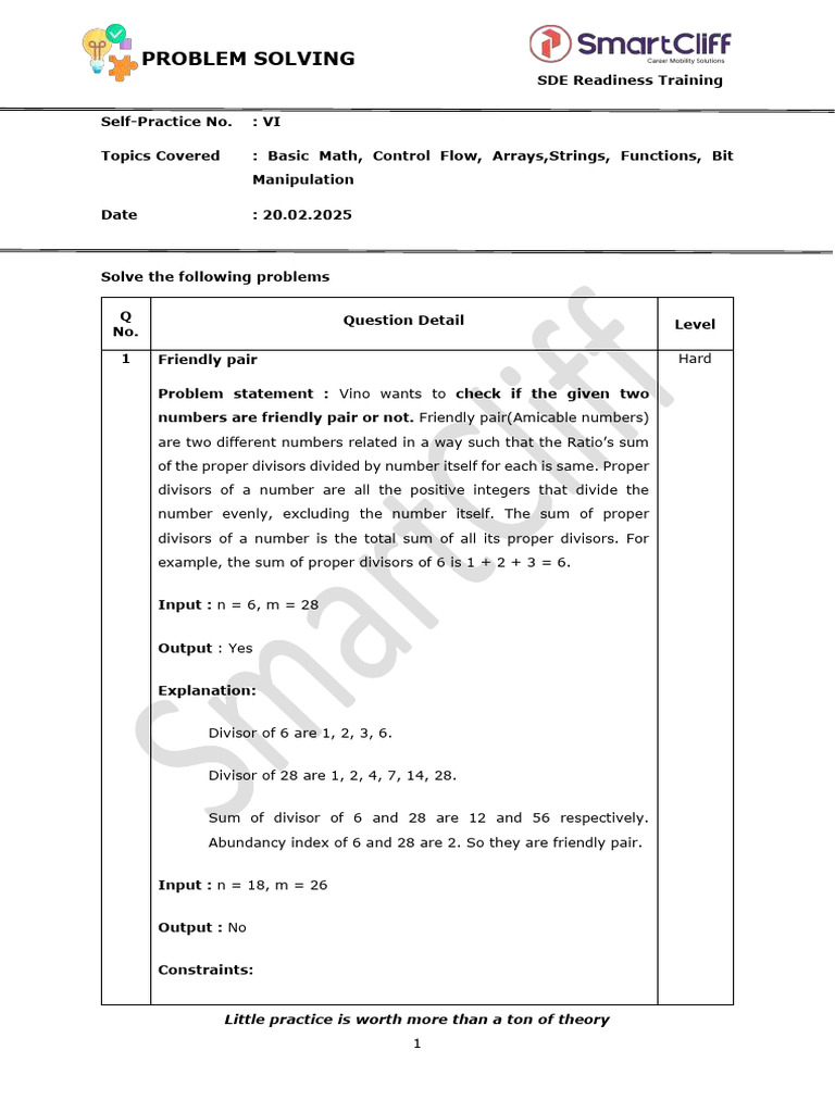 Self-Practice - Problem Solving - Day 06 | PDF | Numbers | String (Computer Science)