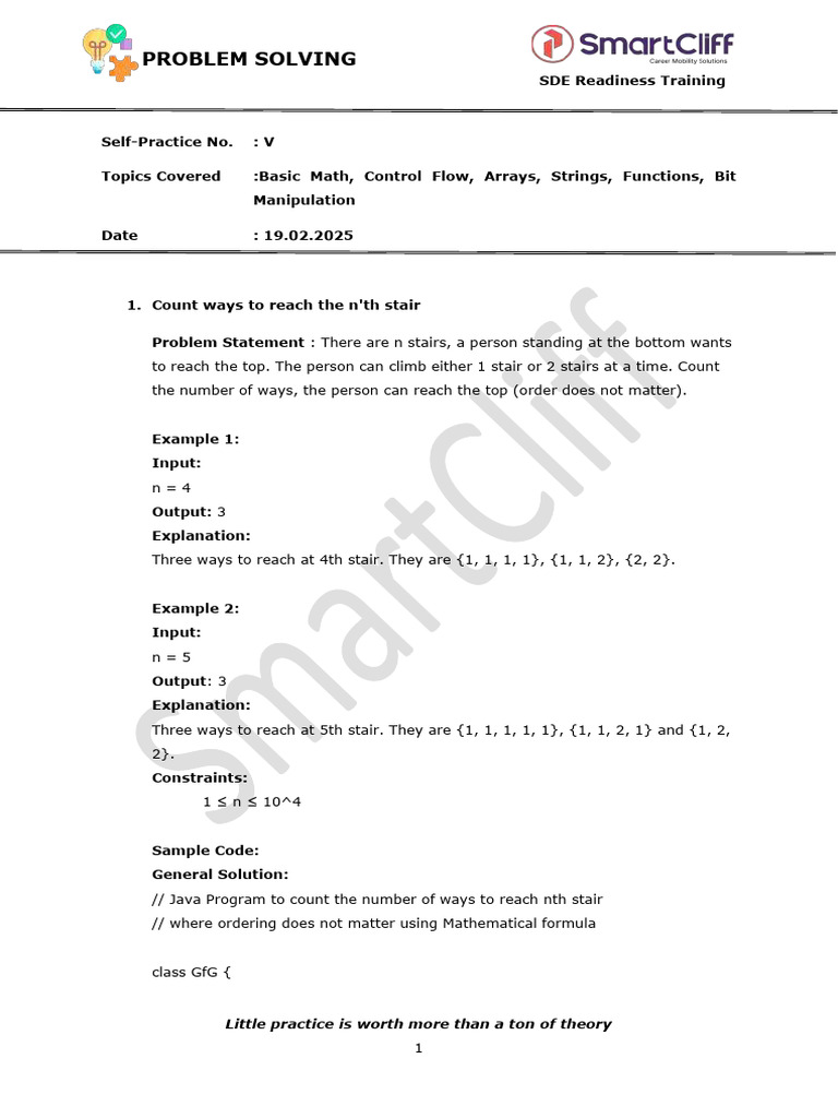 Self-Practice - Problem Solving - Day 05 - Key | PDF | Numbers | Integer (Computer Science)