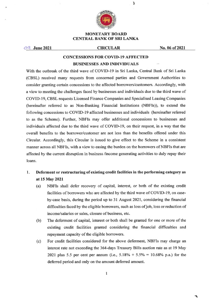 Monetary Board Central Bank of Sri Lanka | PDF