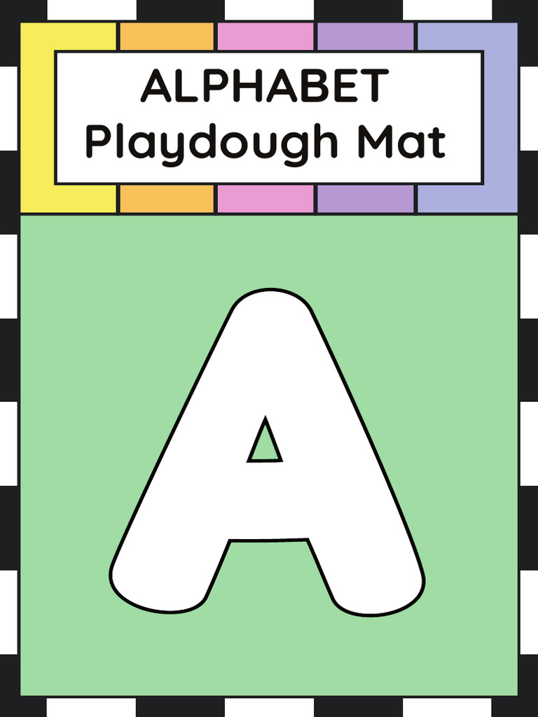 Alphabet Playdough Mat Worksheet Colorful Striped Style | PDF