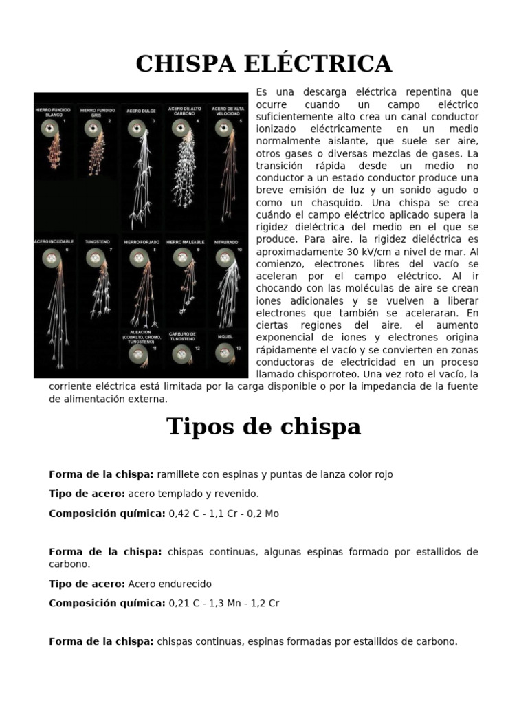Guia Chispa | PDF | Descarga electrostática | Materiales