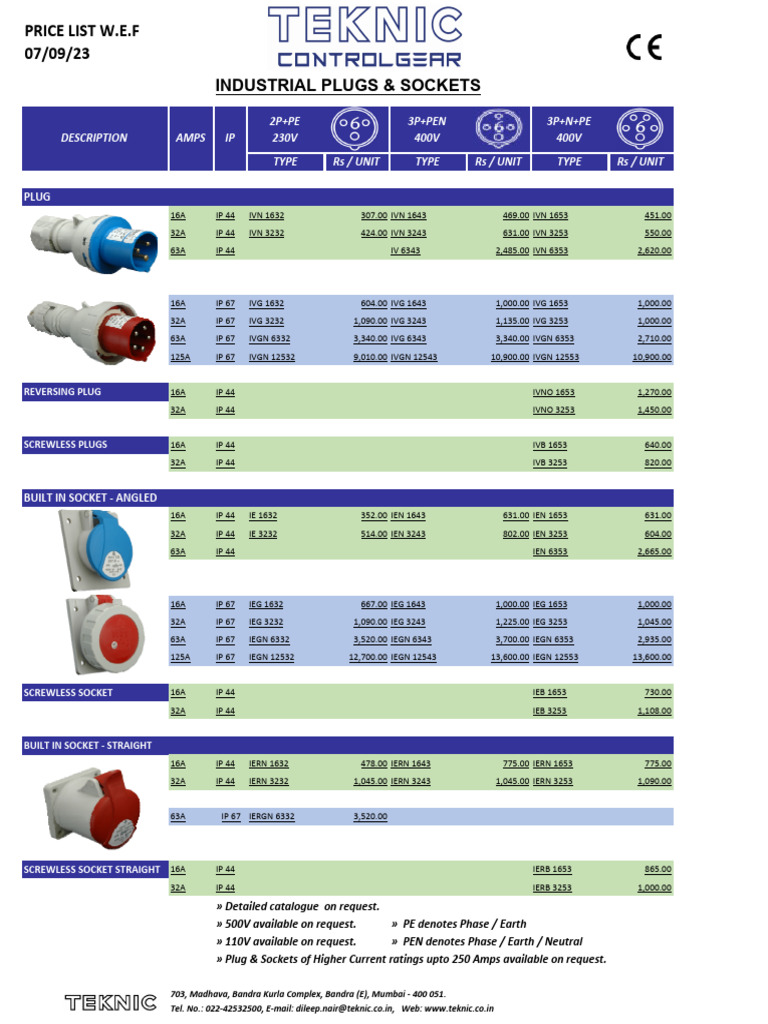 Plug Socket Price List 070923 | PDF | Electrical Engineering ...