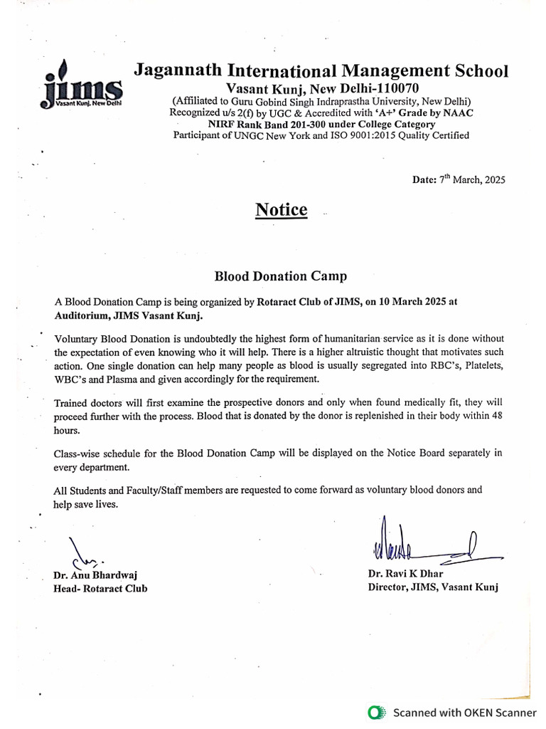 Blood Donation Schedule | PDF