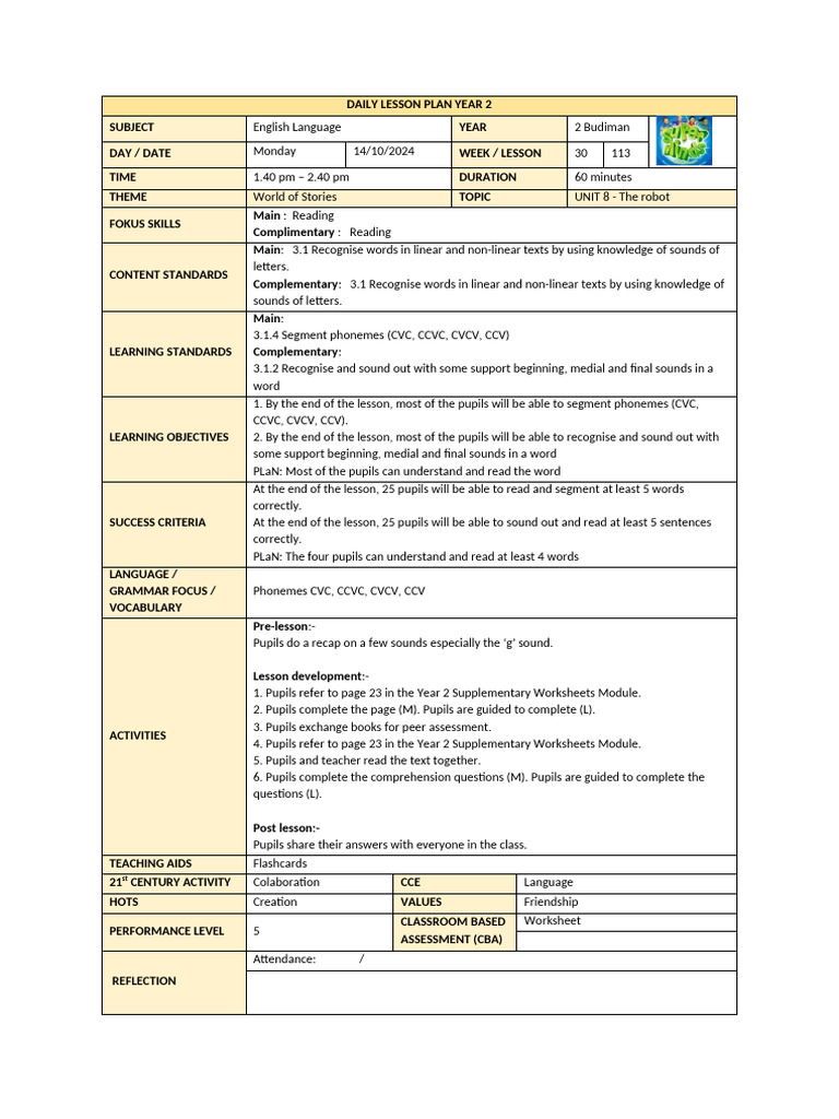 RPH BI YEAR 2 | PDF | Reading Comprehension | Psycholinguistics