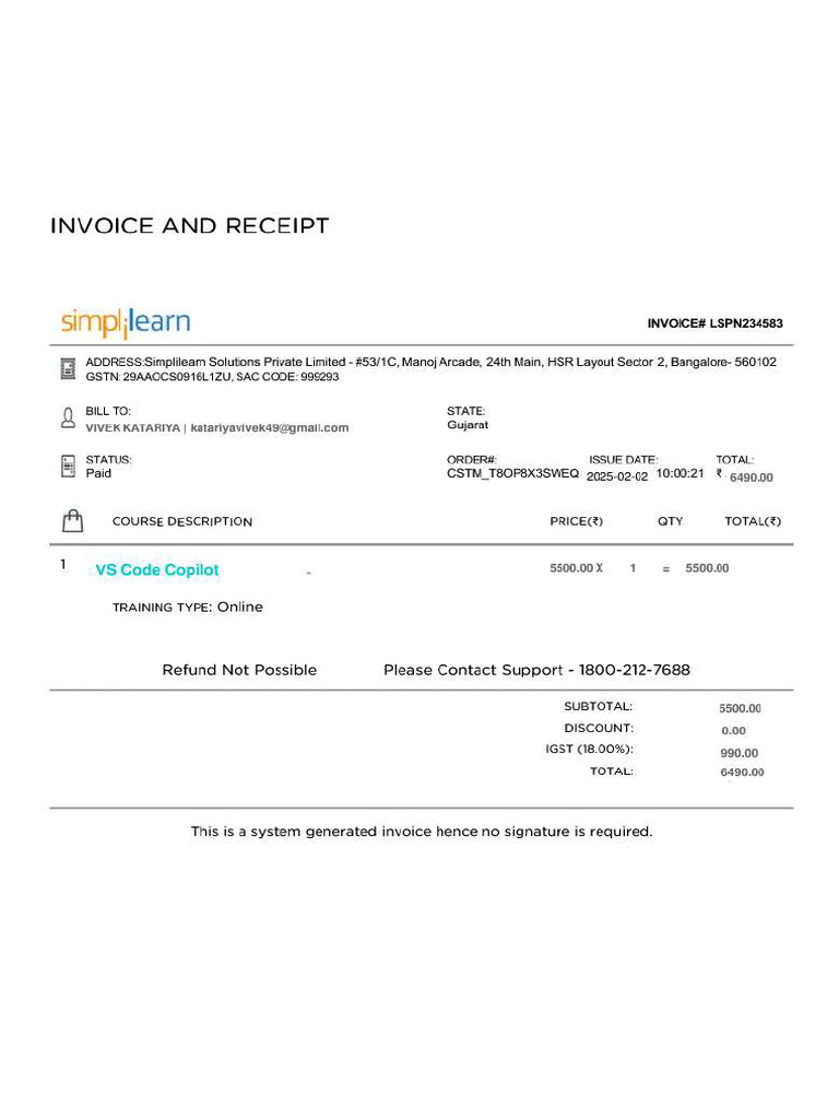 Vs Code Copilot Invoice | PDF