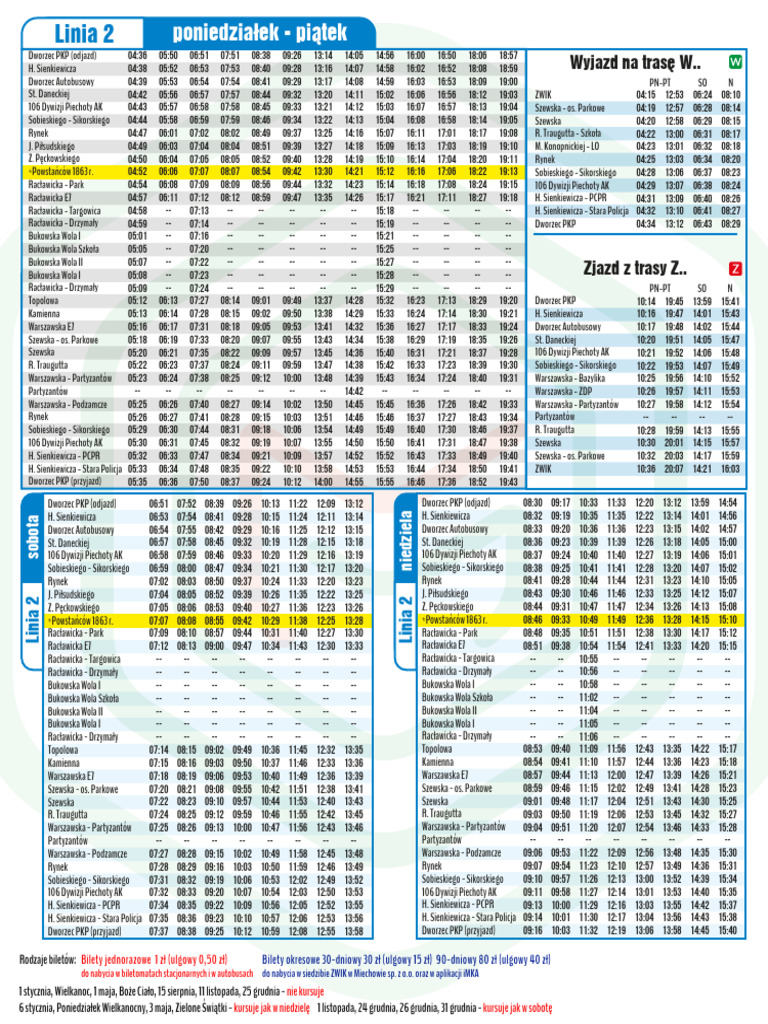 Poniedziałek - Piątek: Linia 2 | PDF