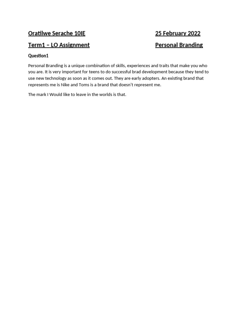 Oratilwe Serache LO Task | PDF