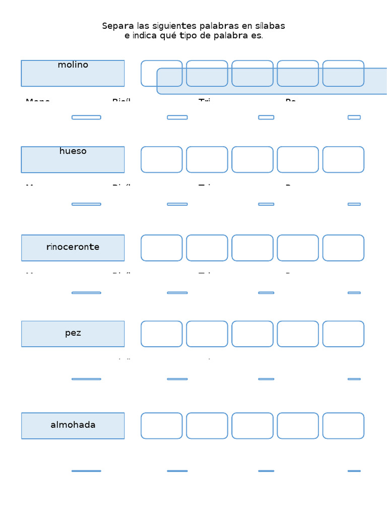 Separación de sílabas y tipos de palabras | PDF