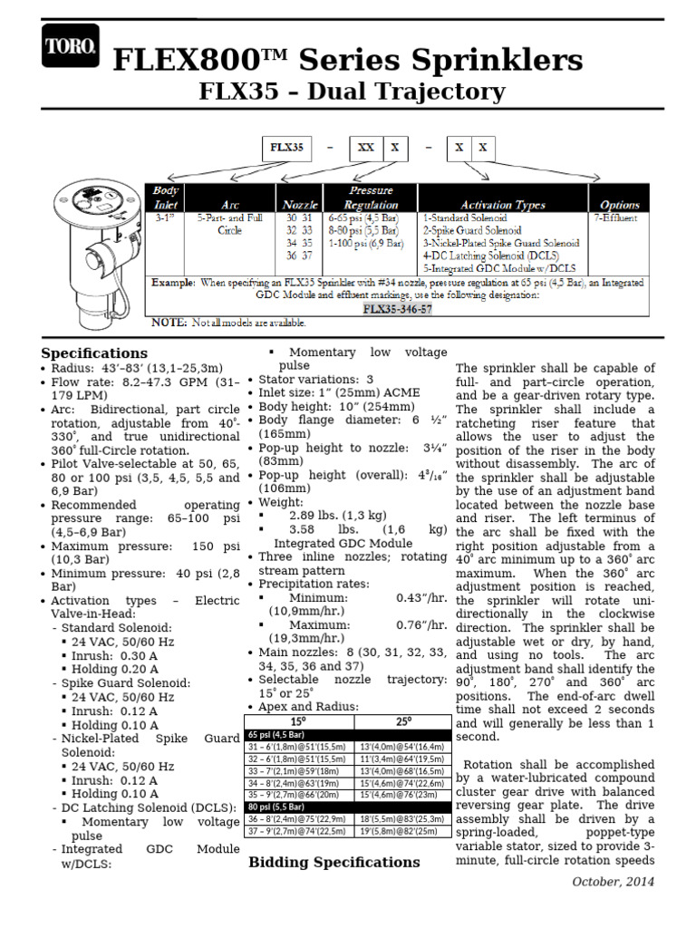 FLEX800 Series Sprinklers-FLX35Dual | PDF | Alternating Current | Valve