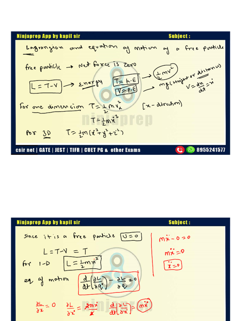 Classical Mechanics Objective Questions - 1 | PDF