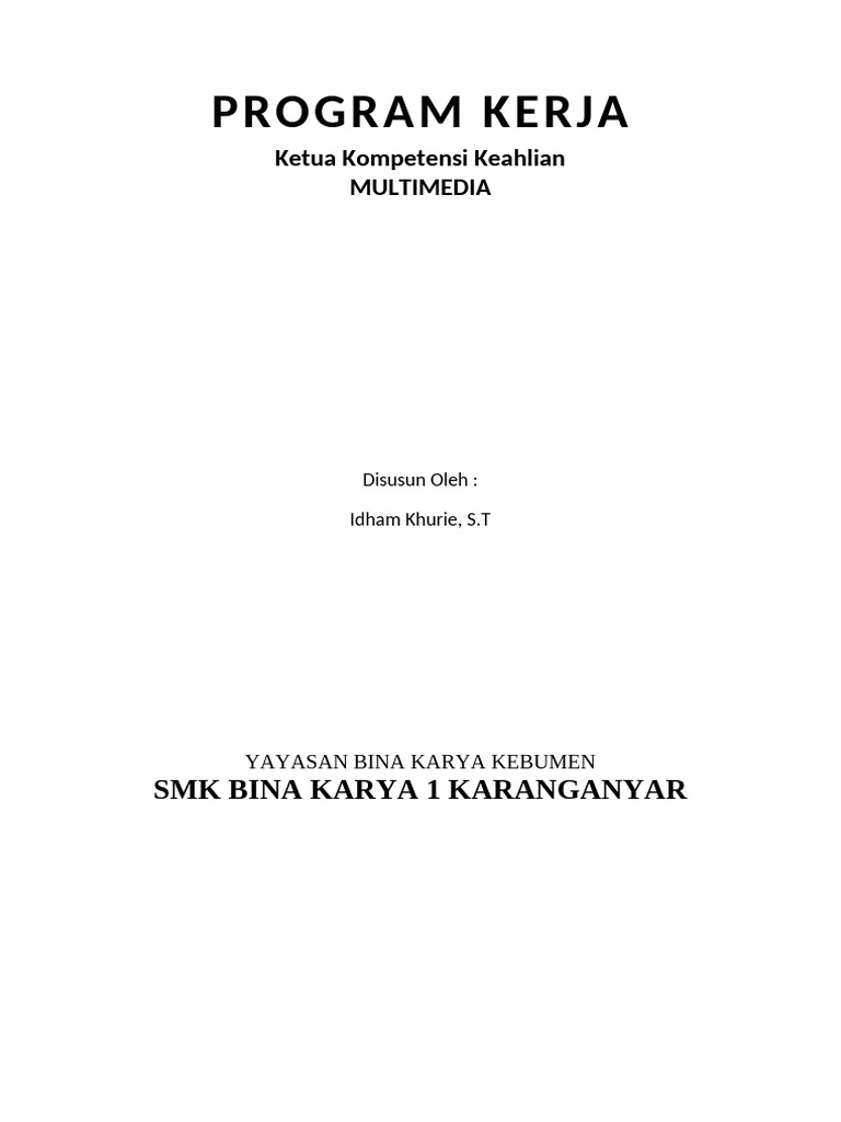 PROGRAM KERJA KAJUR Docx | PDF