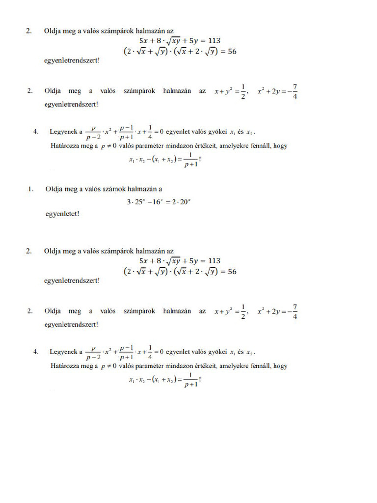 oktv gyakorlás egyenletek | PDF