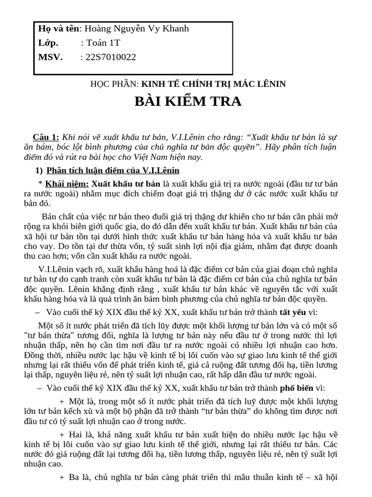 BÀI KTCT Nộp | PDF