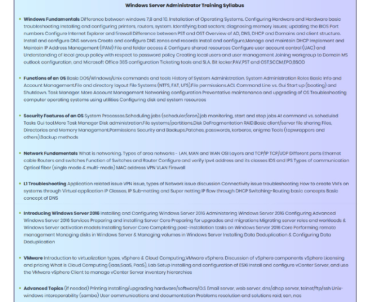 Windows Administrator Course Syllabus | PDF