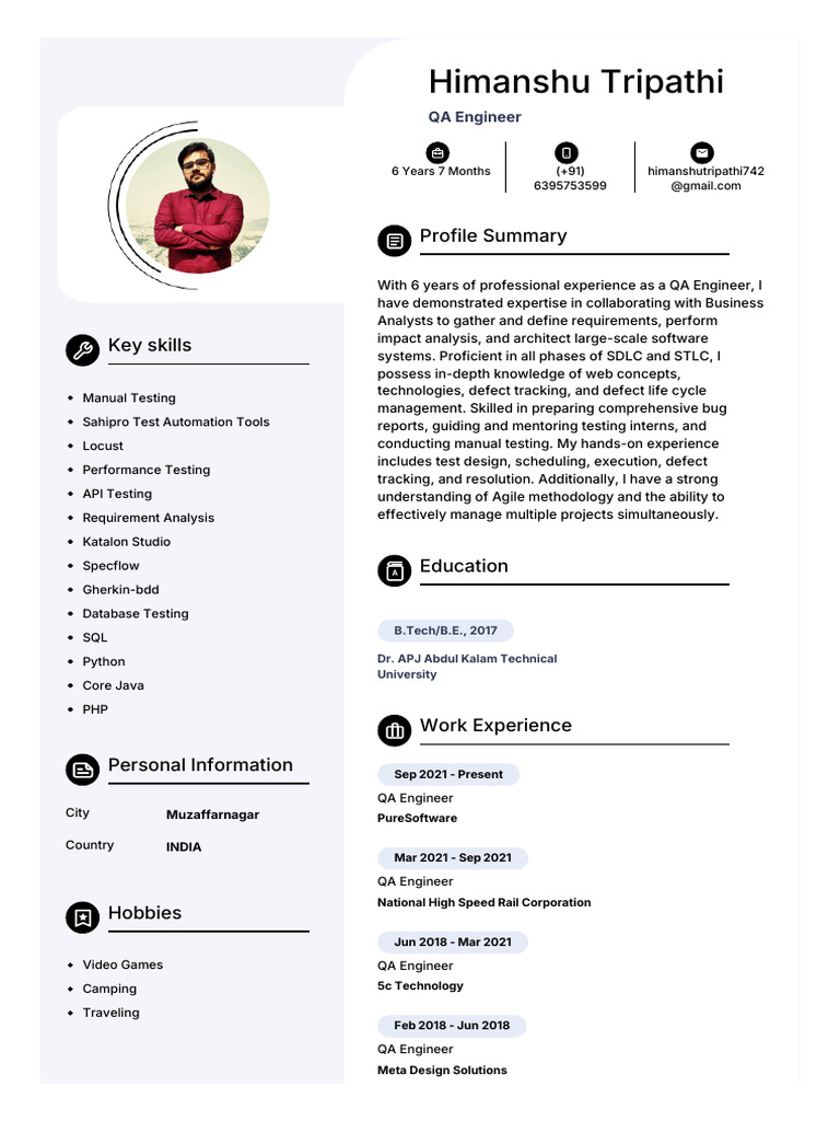 Himanshu Tripathi: Profile Summary | PDF | Systems Engineering | Computing