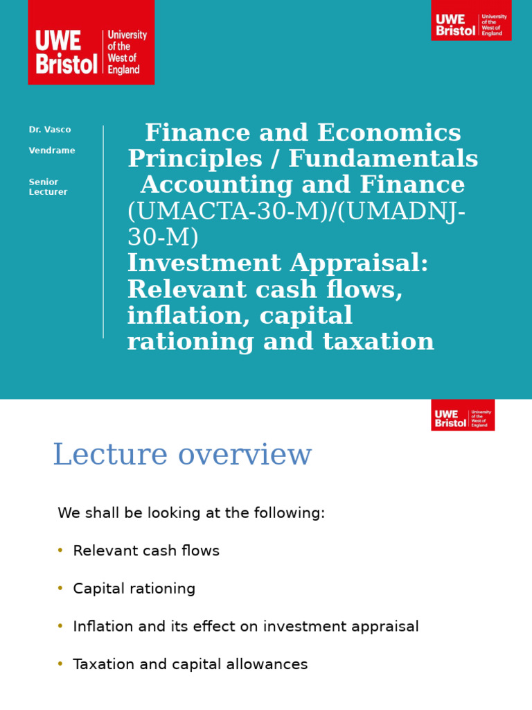 Lecture5 Investment Appraisal Relevant CF Tax Inflation | PDF | Net ...