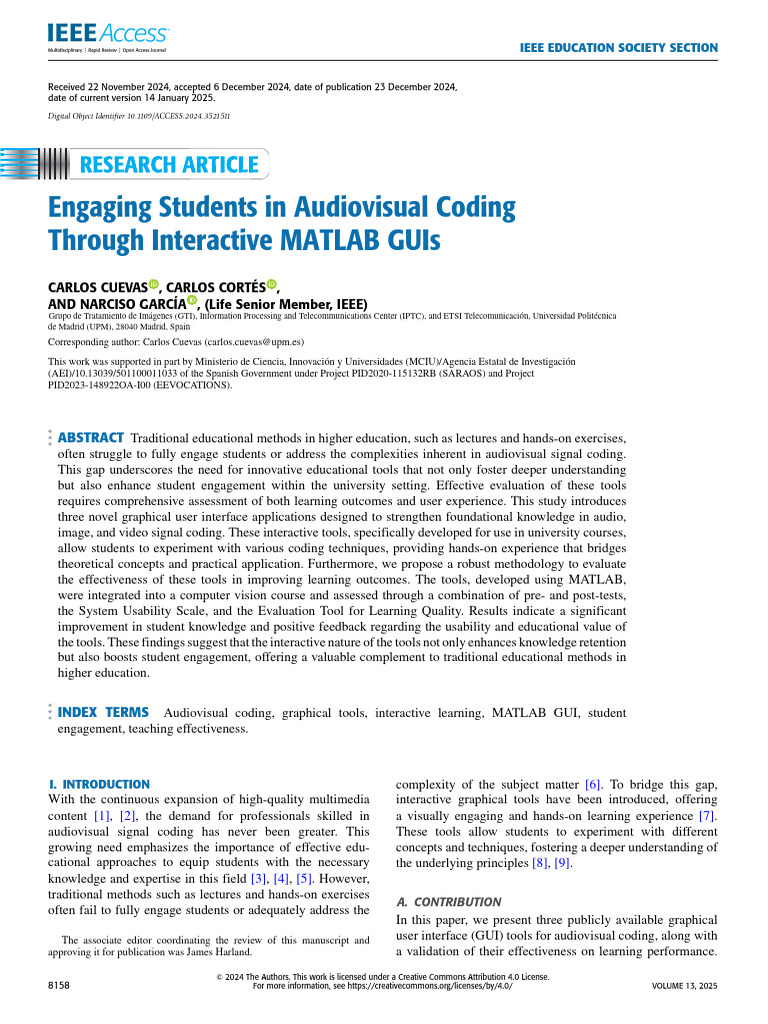 Engaging Students in Audiovisual Coding Through Interactive MATLAB GUIs | PDF | Constructivism ...