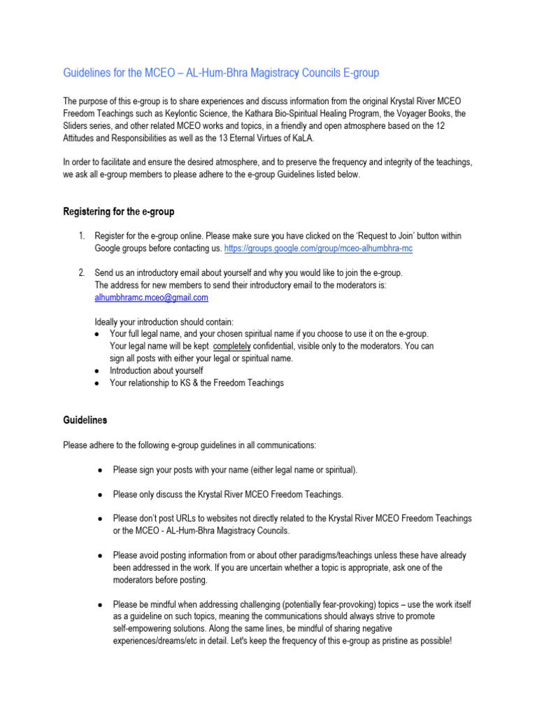 MCEO E-Group Guidelines and Registration | PDF | Communication